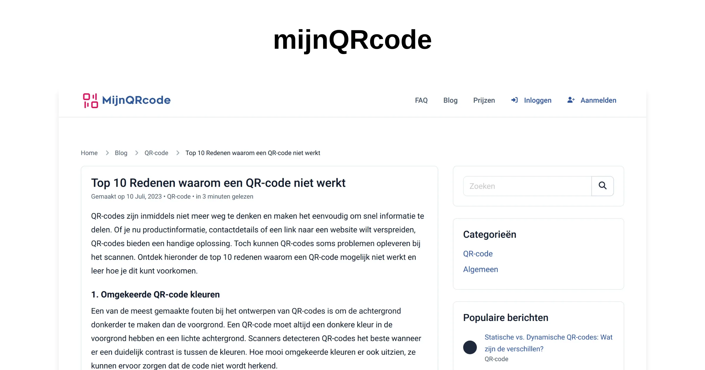 Top 10 Redenen waarom een QR-code niet werkt | mijnQRcode.nl